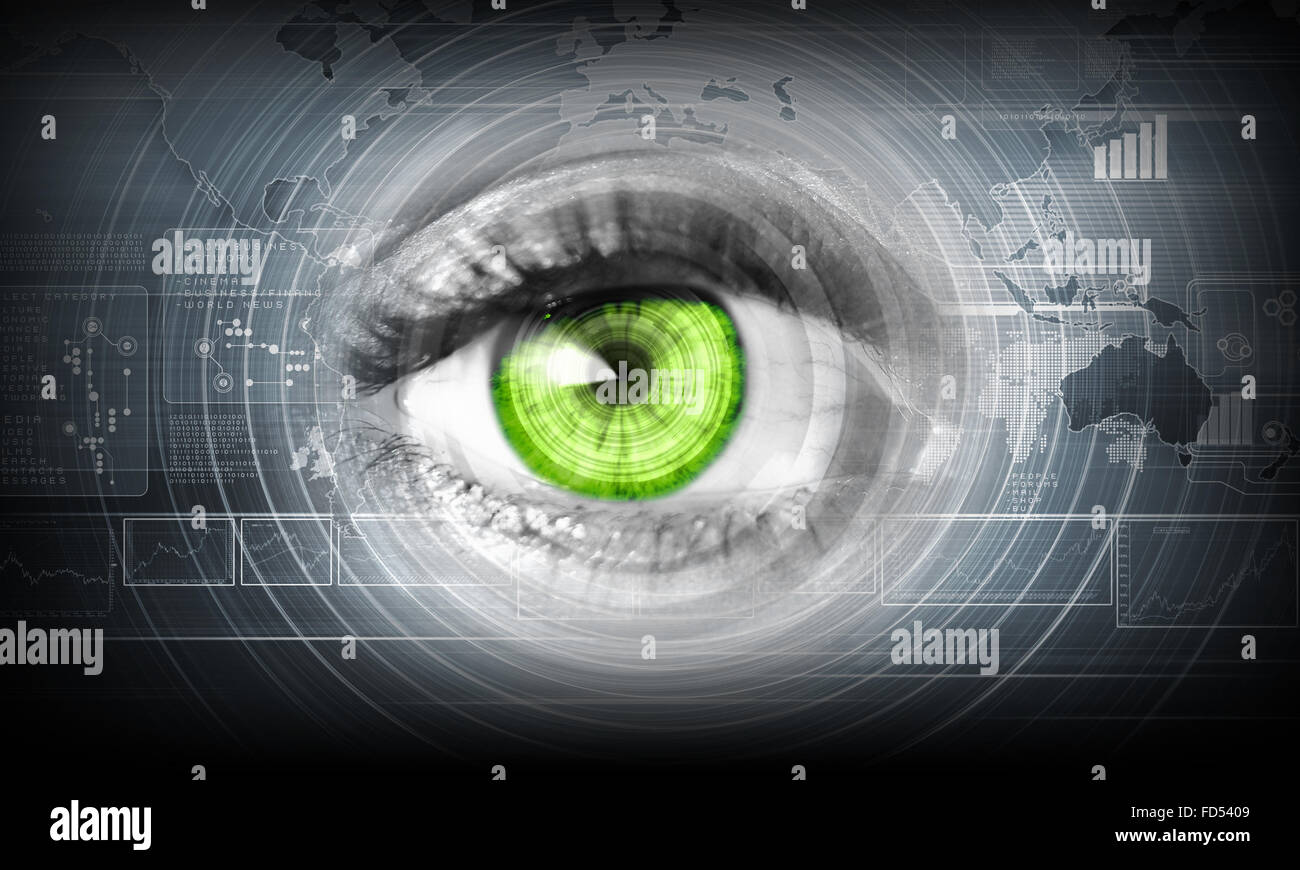 Digital image of woman's eye. Security concept Stock Photo - Alamy