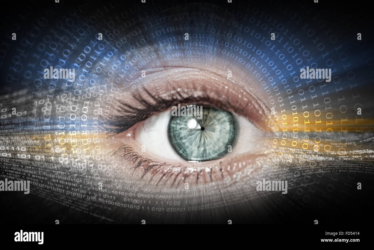 Digital image of woman's eye. Security concept Stock Photo - Alamy