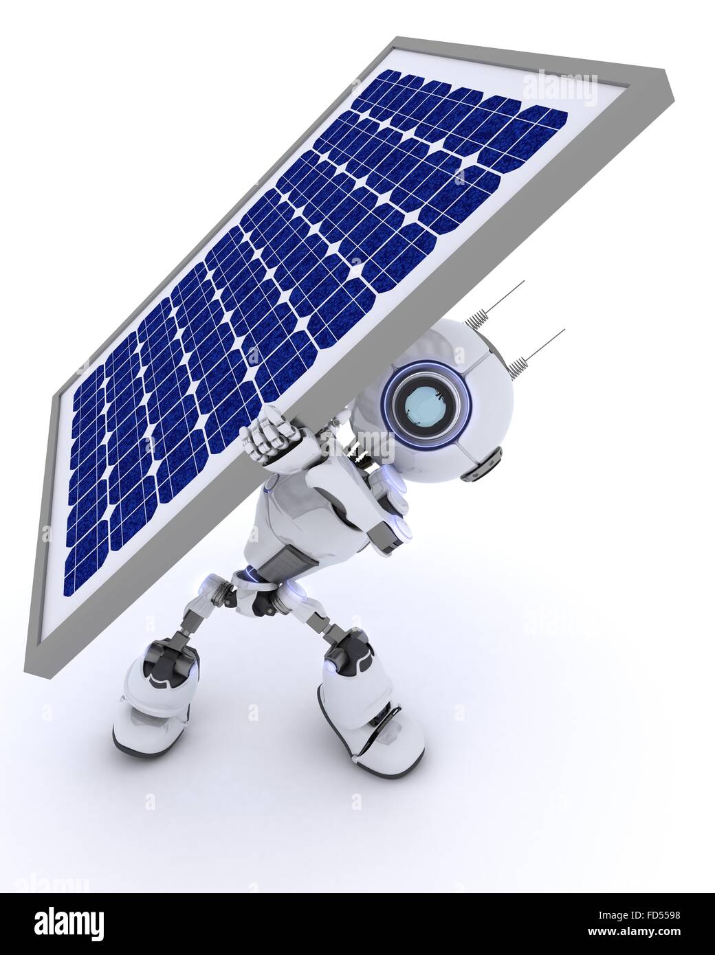 3D render of a Robot with a solar panel Stock Photo - Alamy
