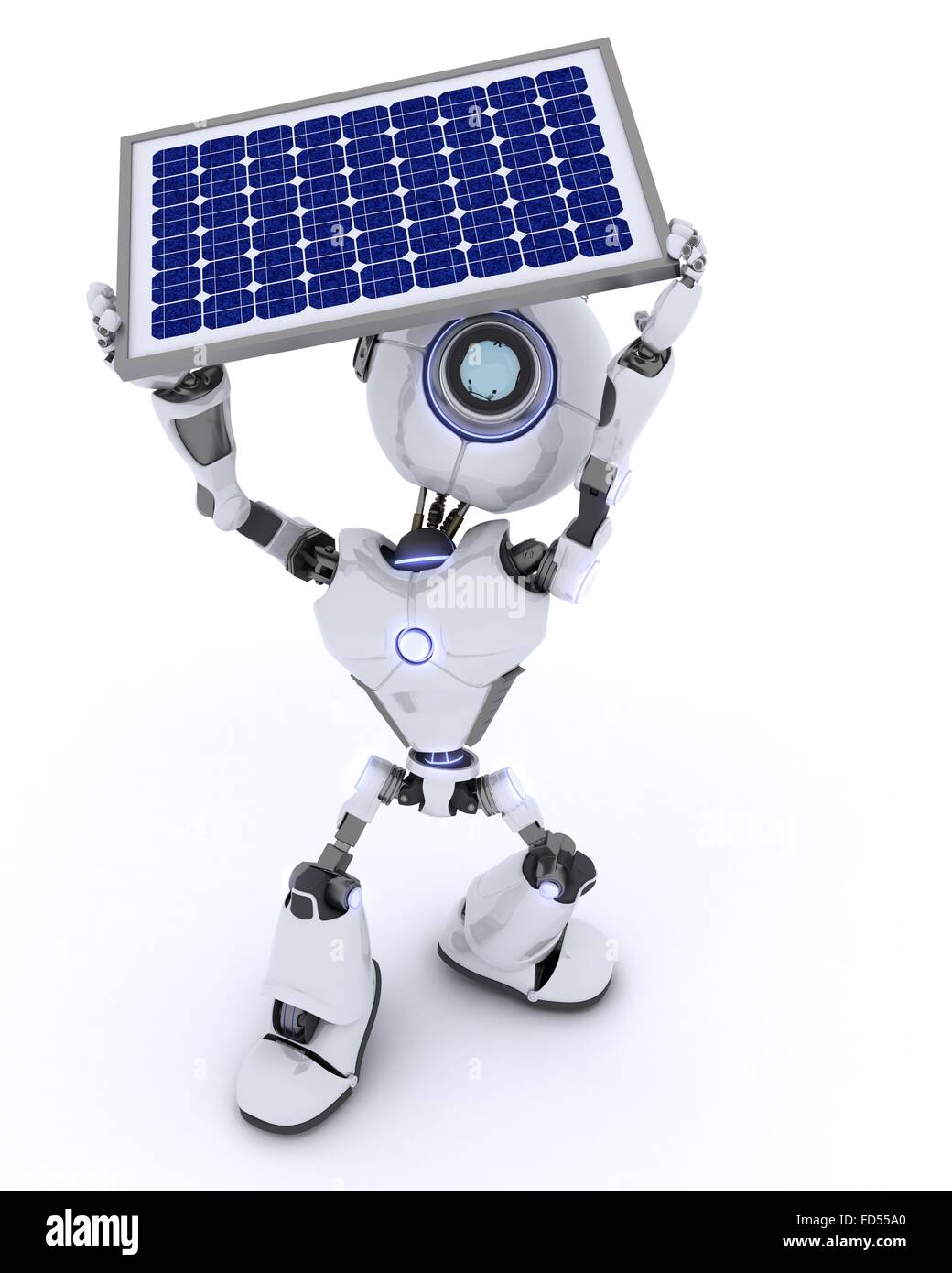3D render of a Robot with a solar panel Stock Photo - Alamy