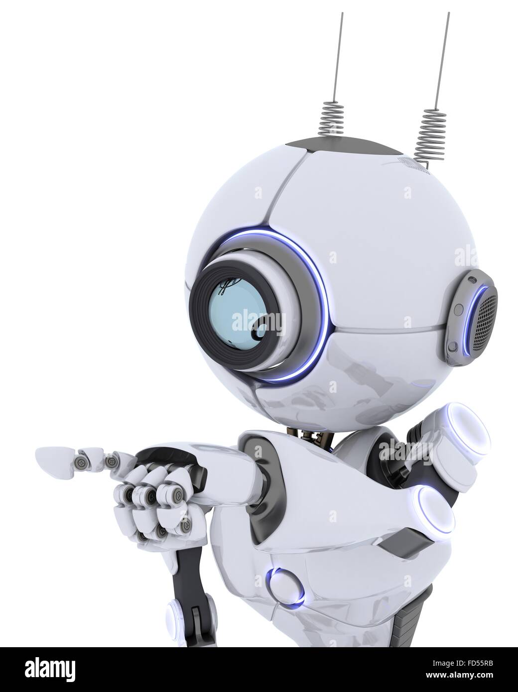 3D render of a Robot pointing into space Stock Photo - Alamy