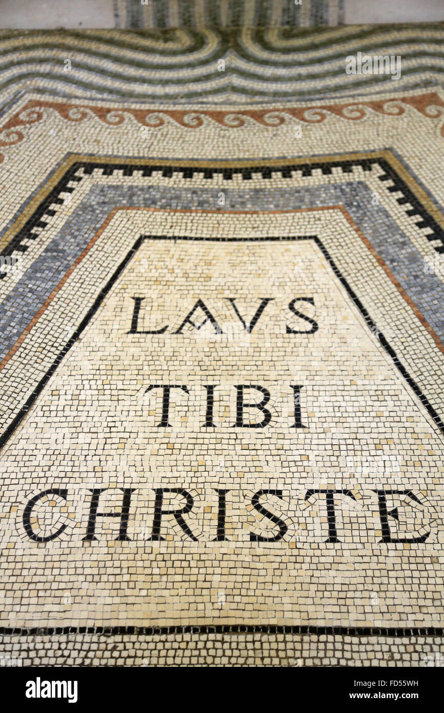 Inscriptions : Christ, praise be to you. Mosaics. Monastery houses a ...