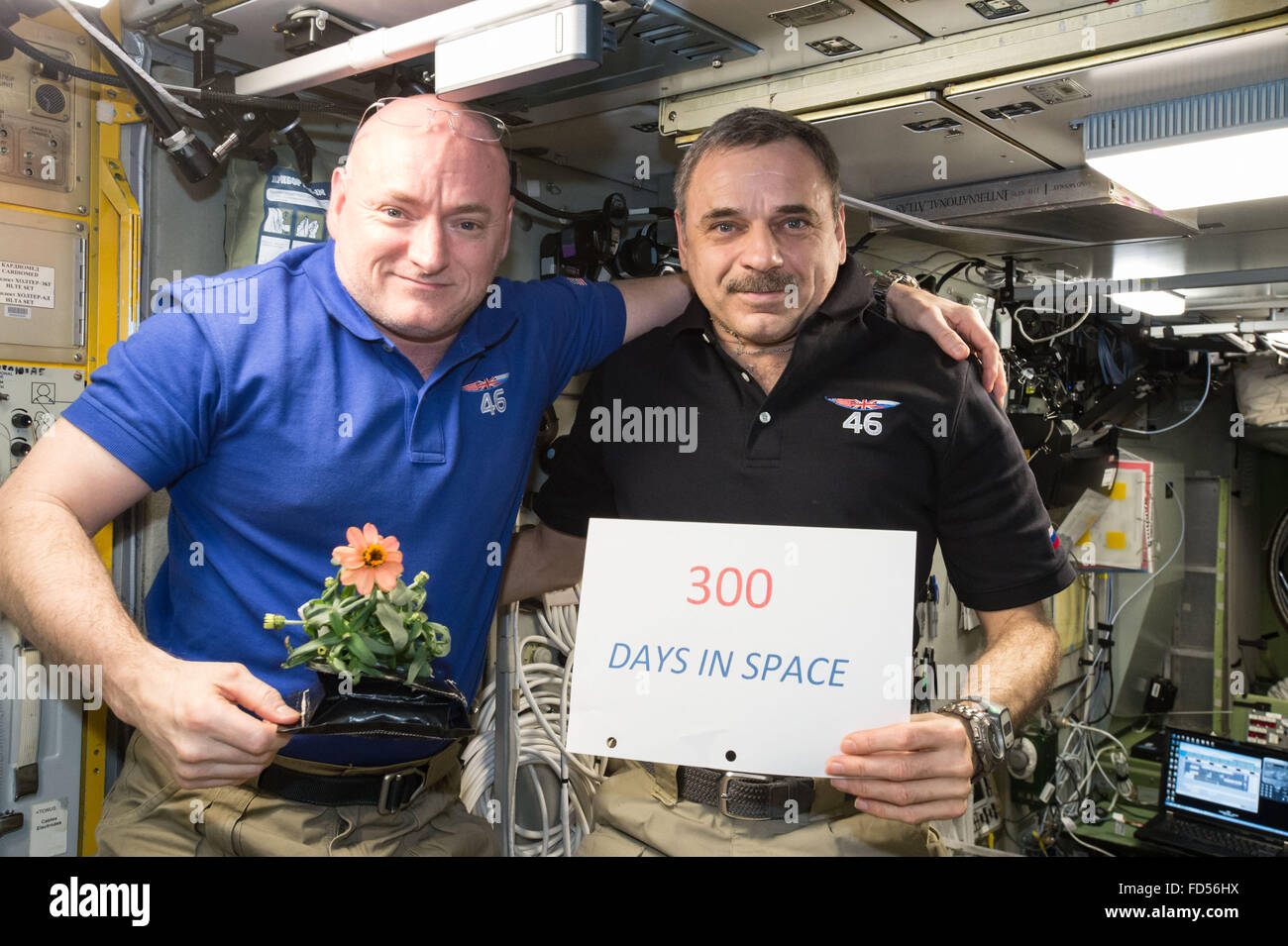 Expedition 46 crew members NASA astronaut Scott Kelly (left) and ...