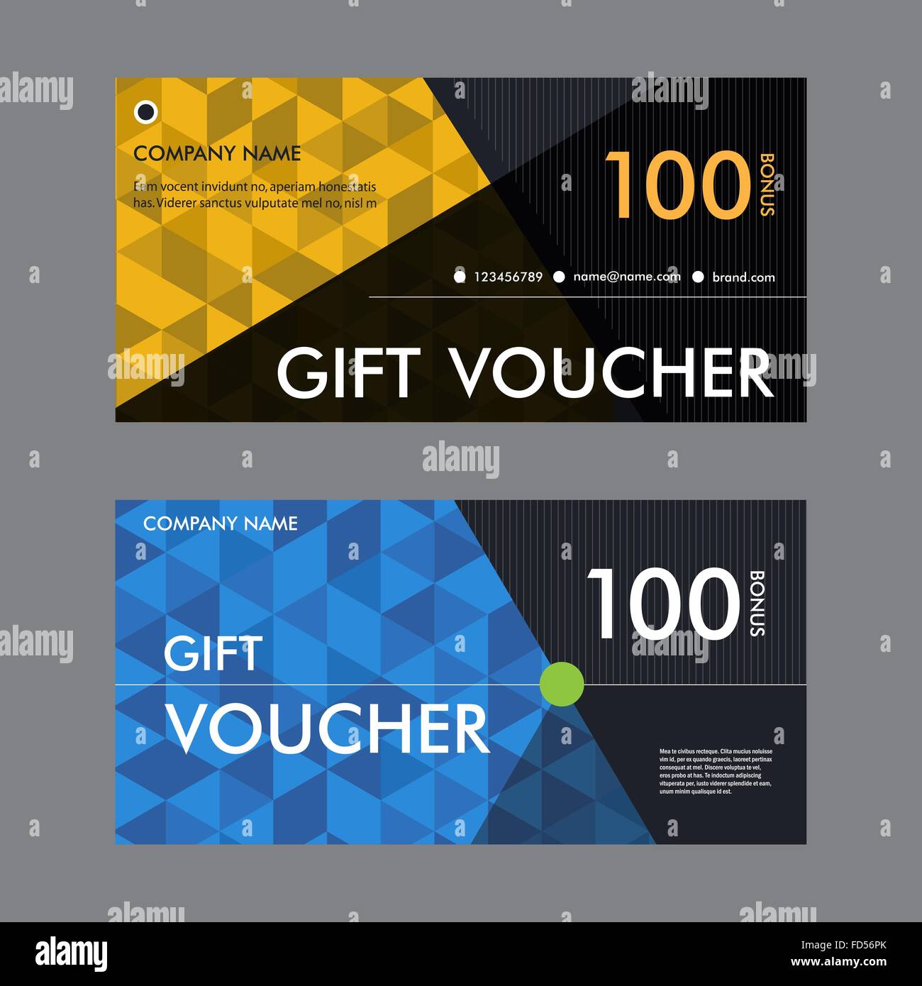 Template gift voucher with the background of the triangular elements ...