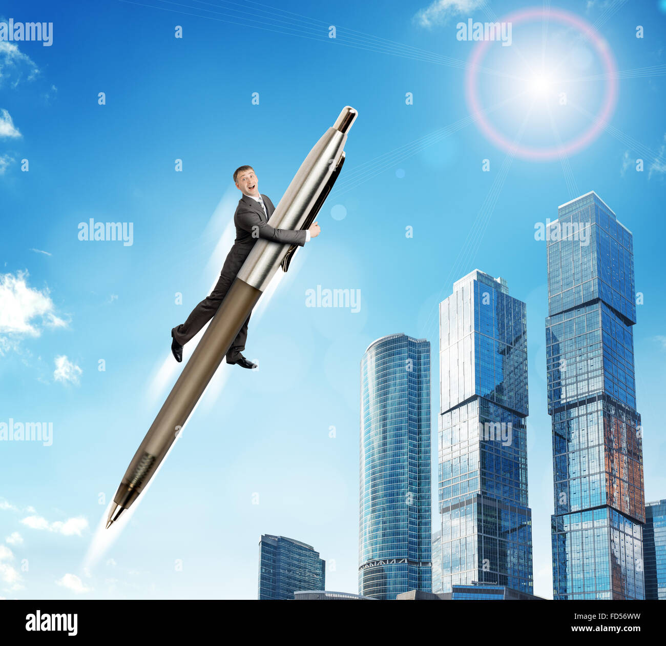 Flying pen man hi-res stock photography and images - Alamy