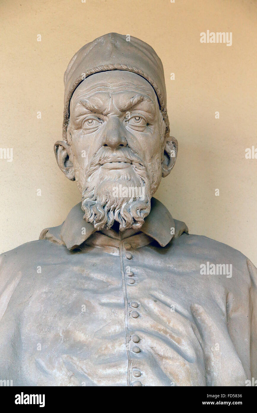 Medieval museum, Bologna. Bust of Innocent X. Stone, 17th century Stock ...