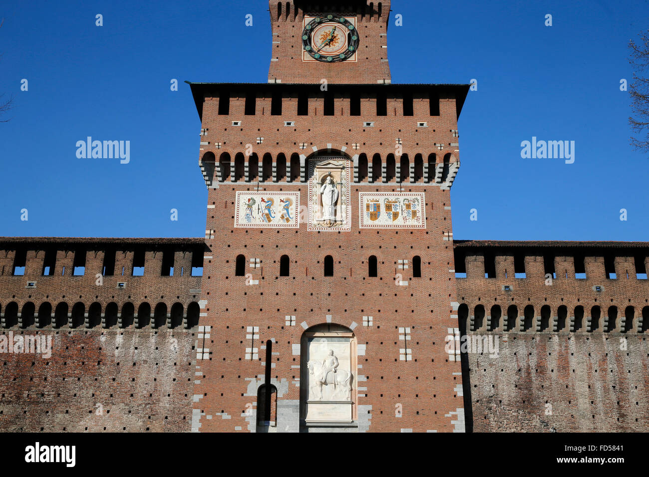 Castello Sforza, Milan. Filarete tower Stock Photo - Alamy