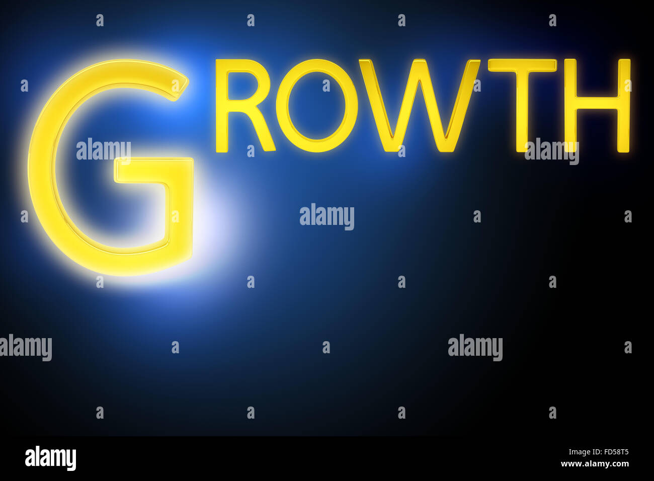 Word growth on blue Stock Photo - Alamy