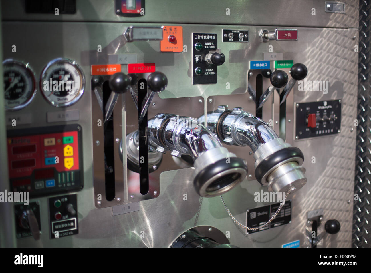 Gauges And Levers On Control Panel Stock Photo - Alamy