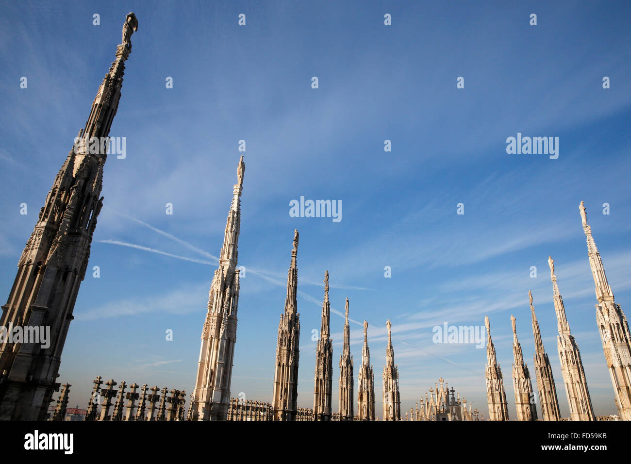 Milan duomo rooftop spires Stock Photo - Alamy