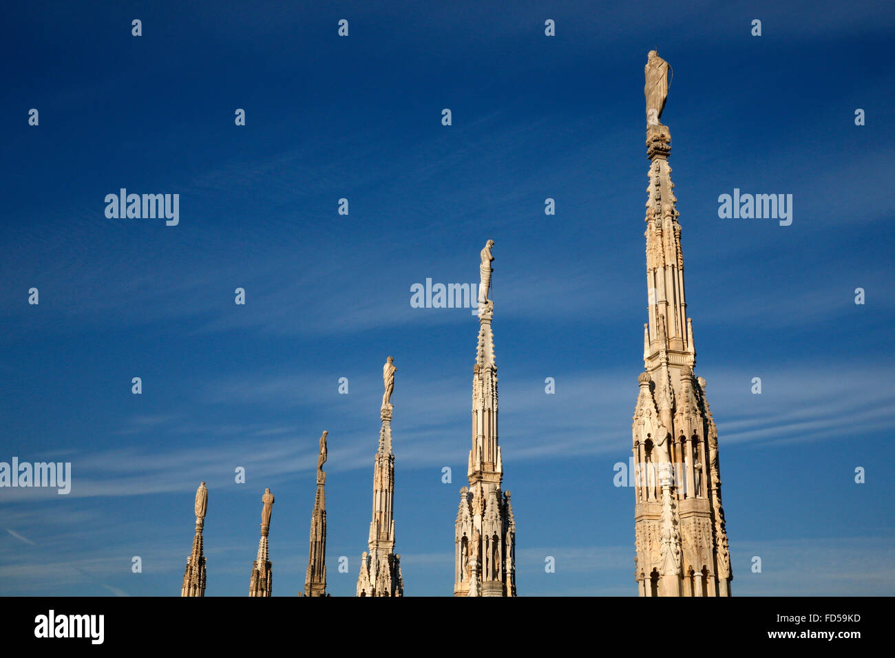 Milan duomo rooftop spires Stock Photo - Alamy