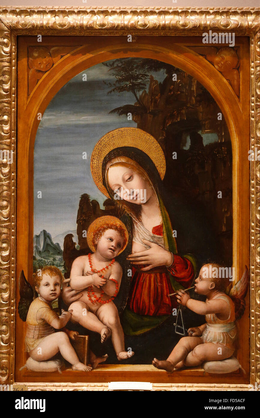 Brera gallery, Milan. Virgin and child with angels. Bernardino Zenale, 1500/02 Stock Photo - Alamy