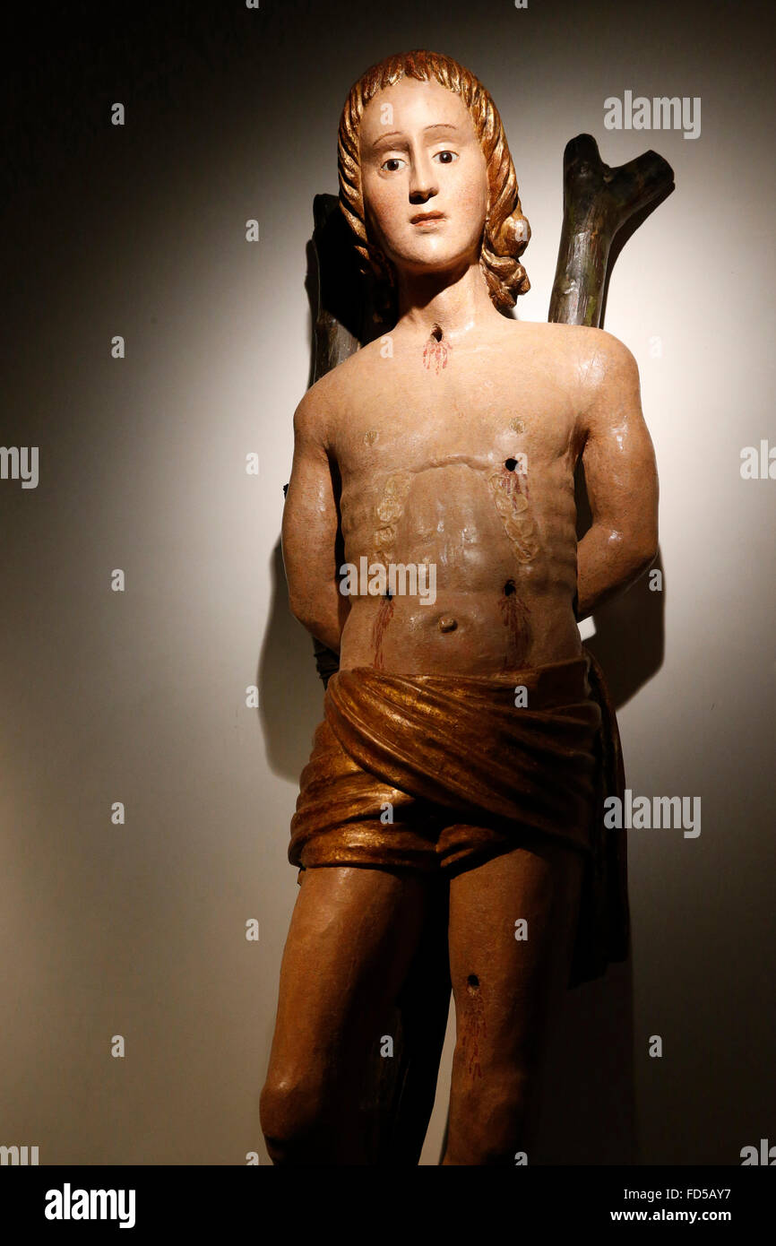 Diocesan art museum, Milan. Saint Sebastian, 14th century Stock Photo ...