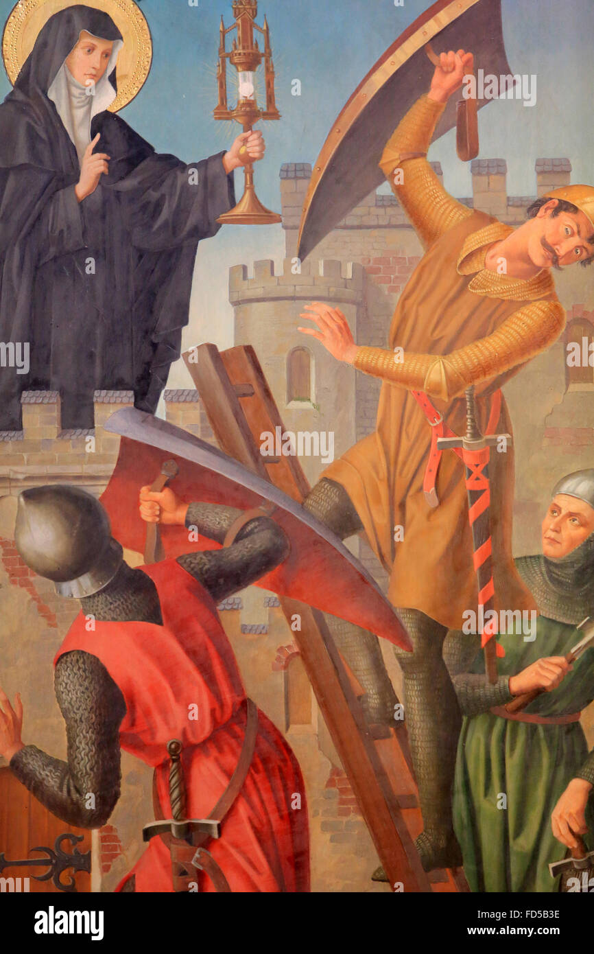 St. Clair pushes the Saracens. Neo-Gothic triptych from the late 19th ...