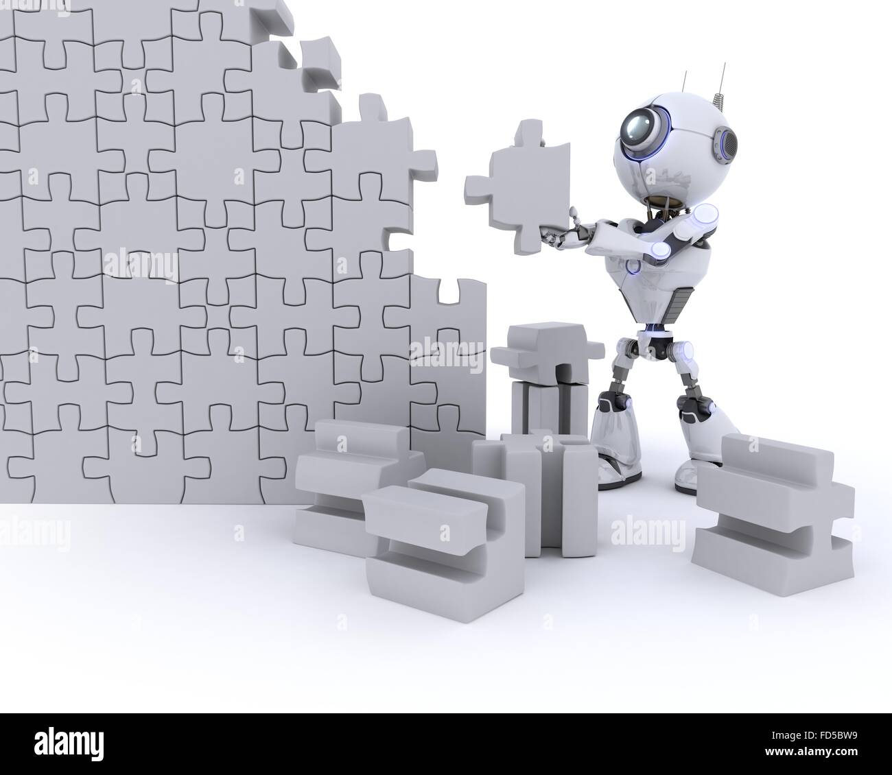 3D Render of an Robot with Jigsaw puzzle Stock Photo - Alamy