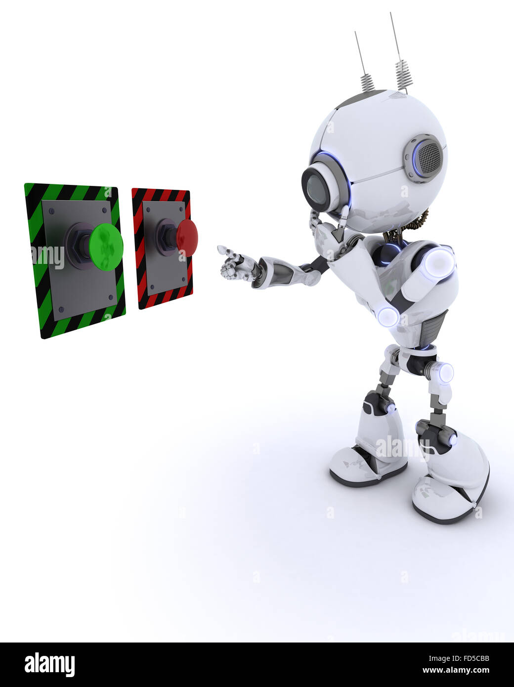 3D Render of an Robot choosing which button to push Stock Photo - Alamy