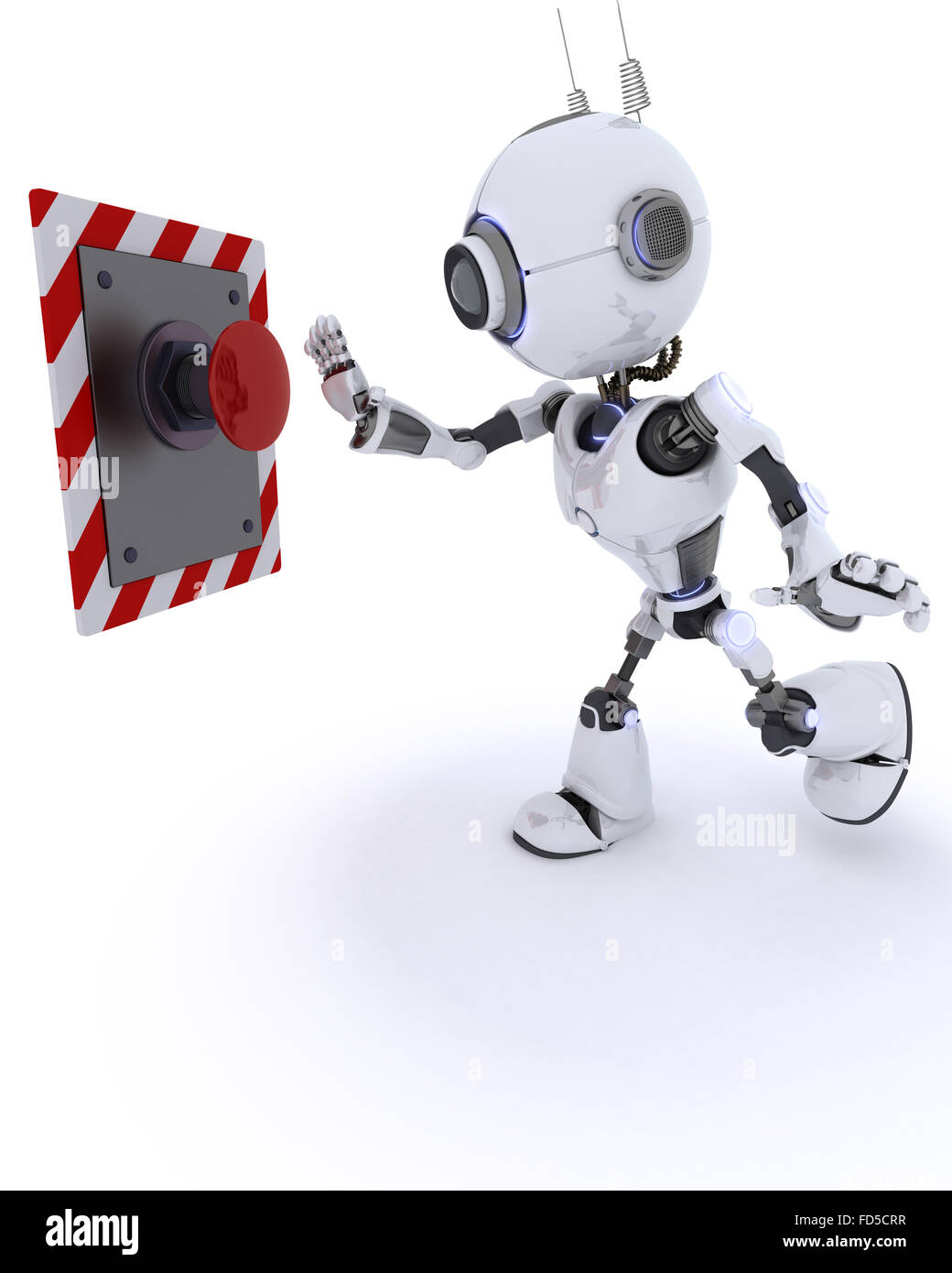 3D Render of an Robot pushing a button Stock Photo - Alamy