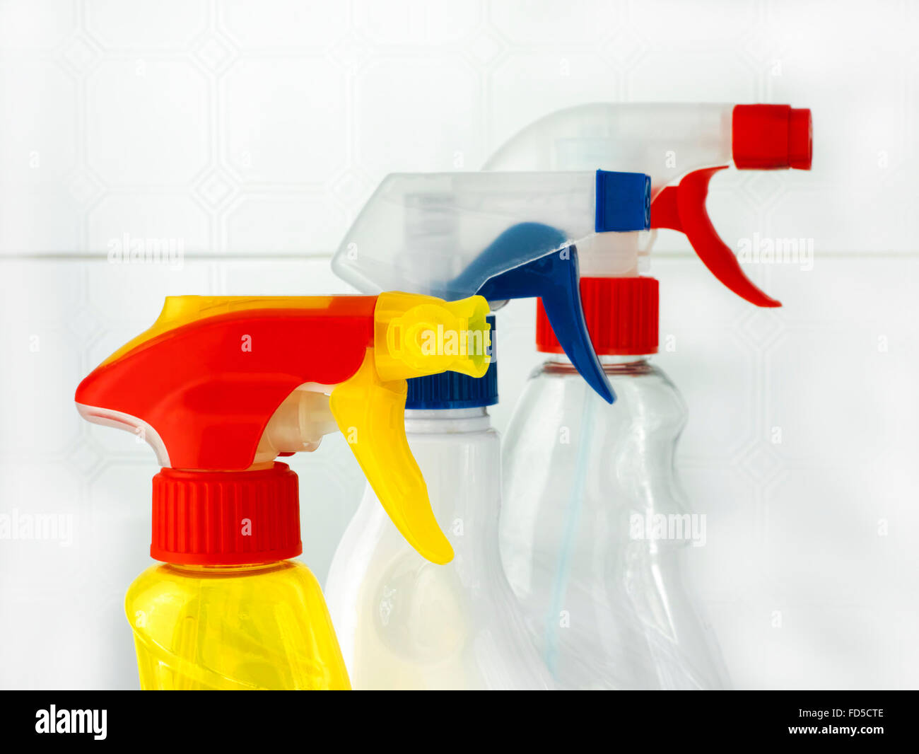 Top of cleaning detergents with cleaning products Stock Photo - Alamy