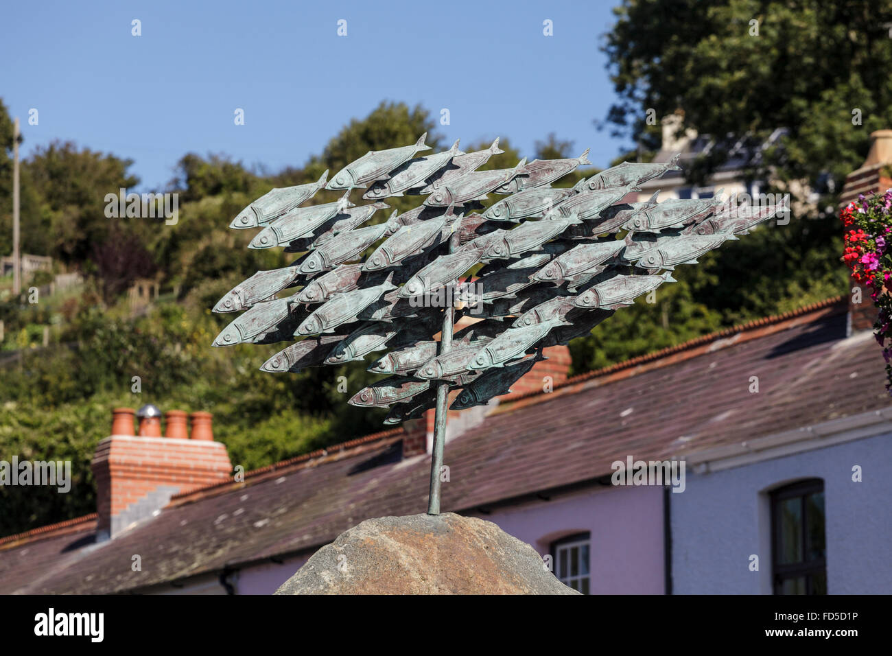 'Fishguard Herrings' A bronze sculpture by John Cleal. Abergwaun, Lower ...