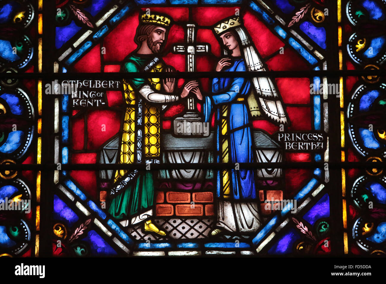 Stained glass window. Marriage of King Ethelberts Rent and Princess ...