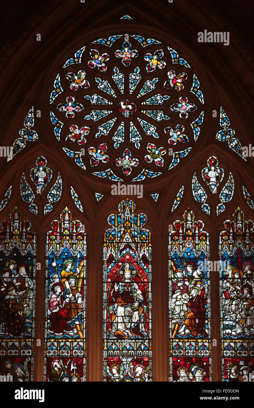 Rose window. Grace Church Stock Photo - Alamy
