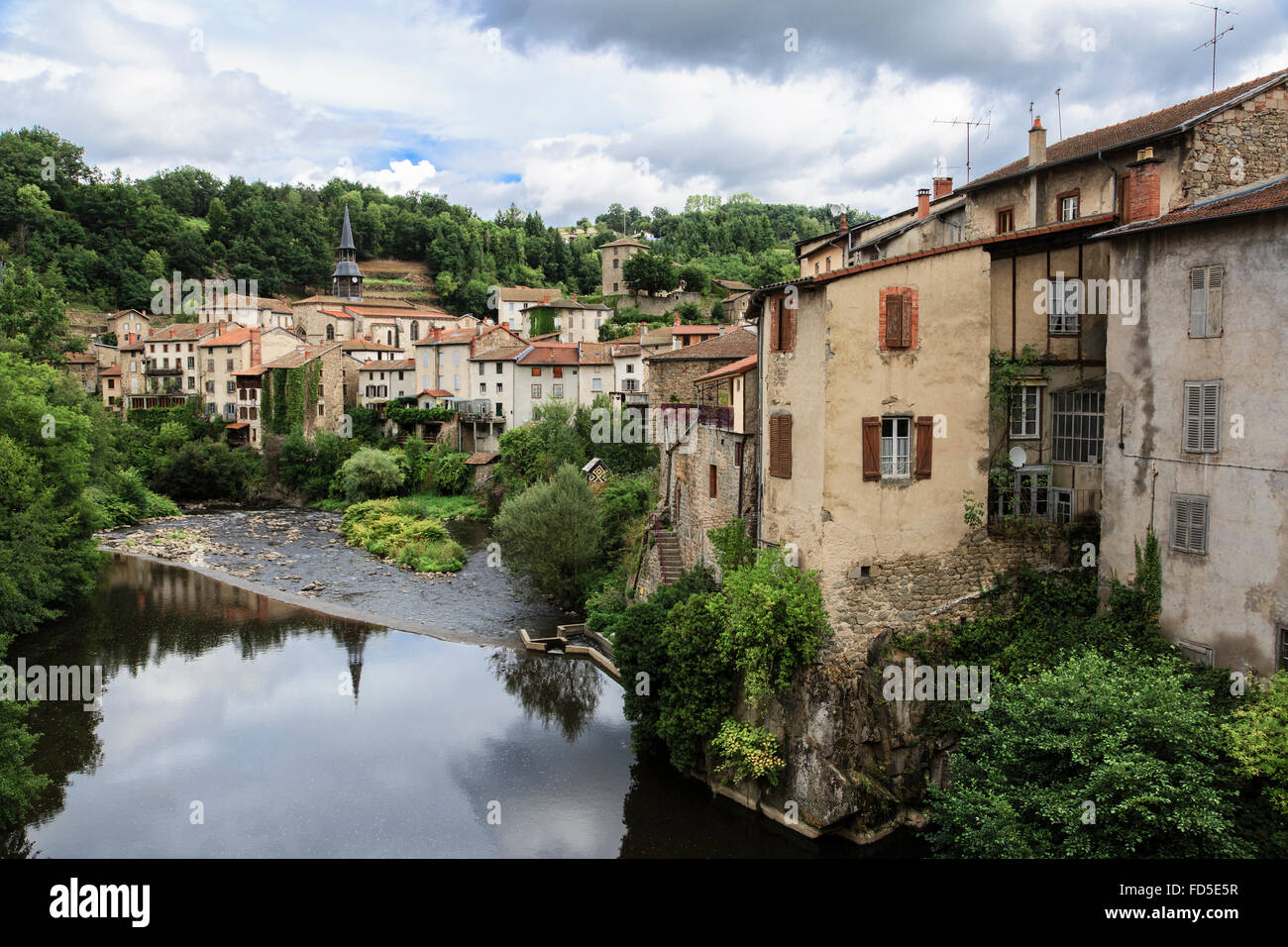 Olliergues on the River Dore, Puy-de-Dôme, Auvergne, France Stock Photo ...