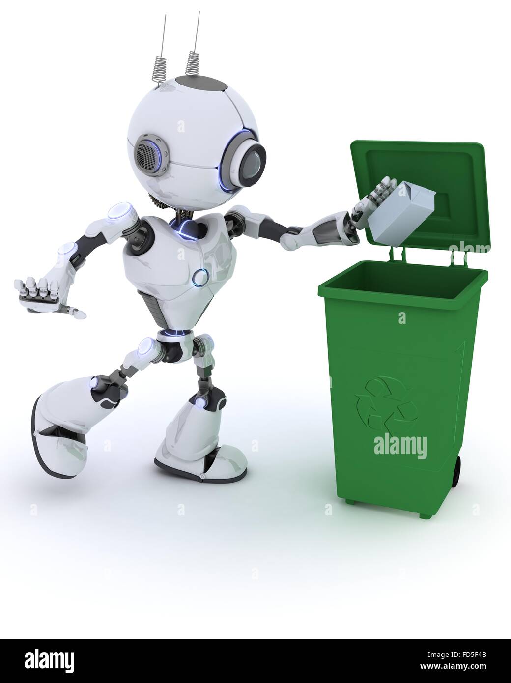 3D Render of a Robot recycling waste Stock Photo - Alamy