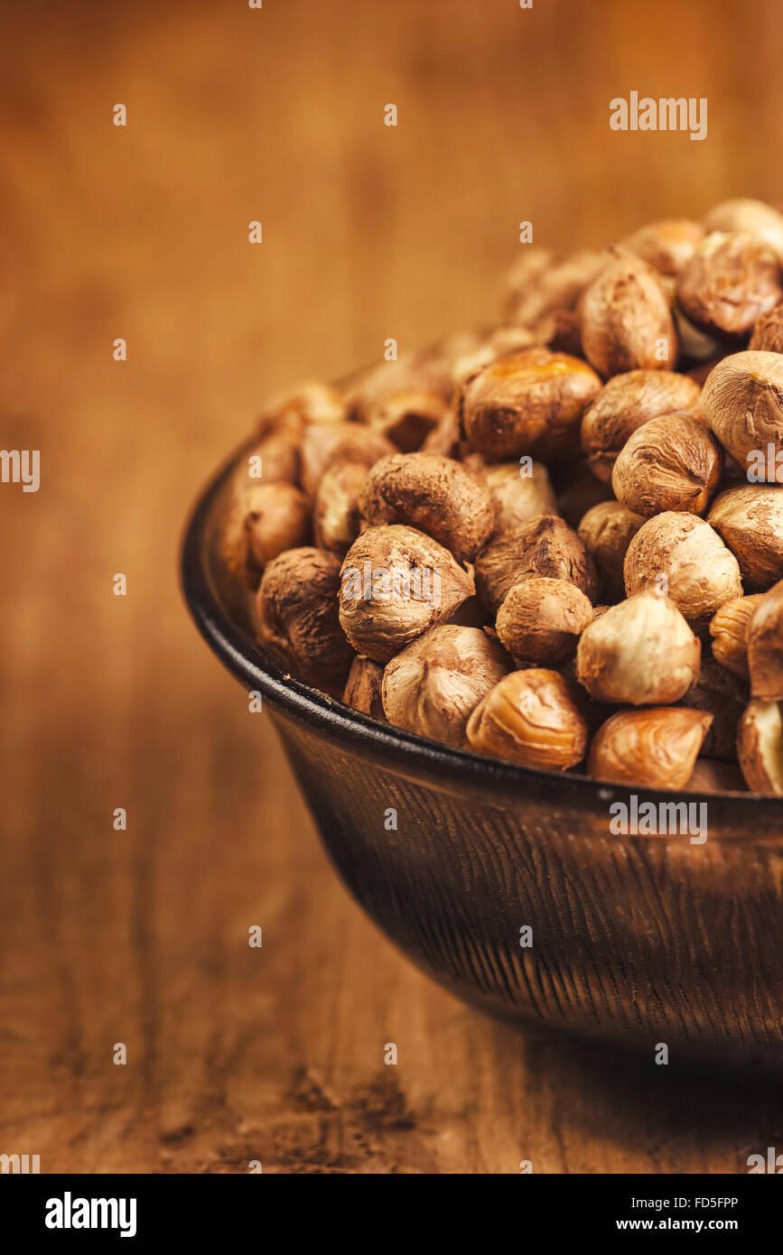 Plenty of ripe hazelnuts in bowl, healthy edible organic hazel nuts on ...