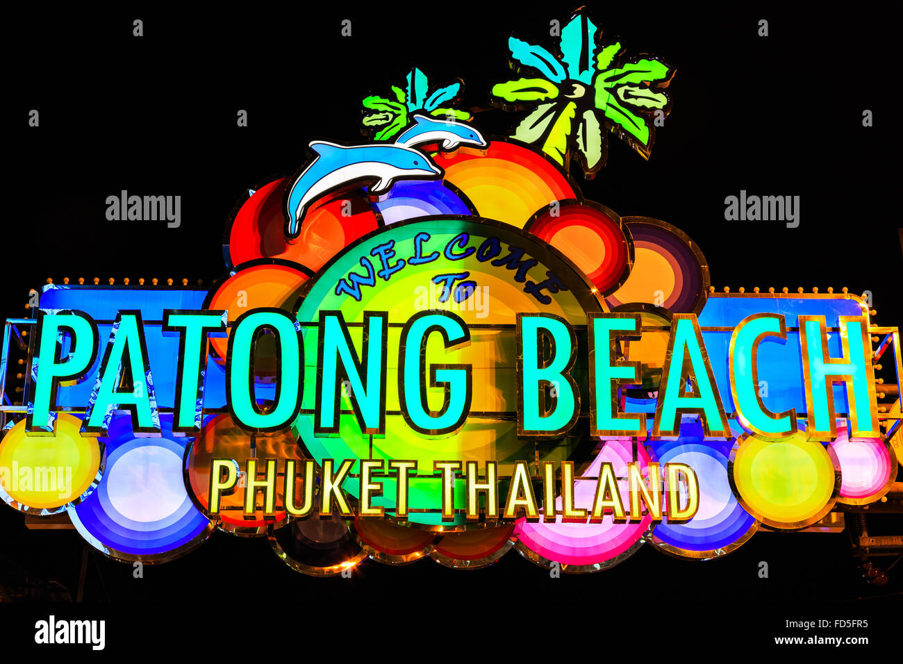 Thailand, Phuket. Neon sign on the Bangla Road, Patong Phuket Stock ...