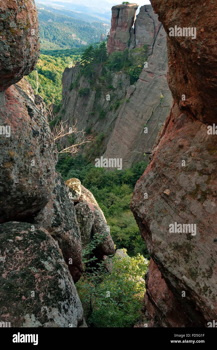 Belogradchik rock - look from one rock cleft, Bulgaria Stock Photo - Alamy
