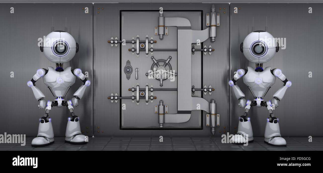 3D Render of a Robots Guarding a vault Stock Photo - Alamy