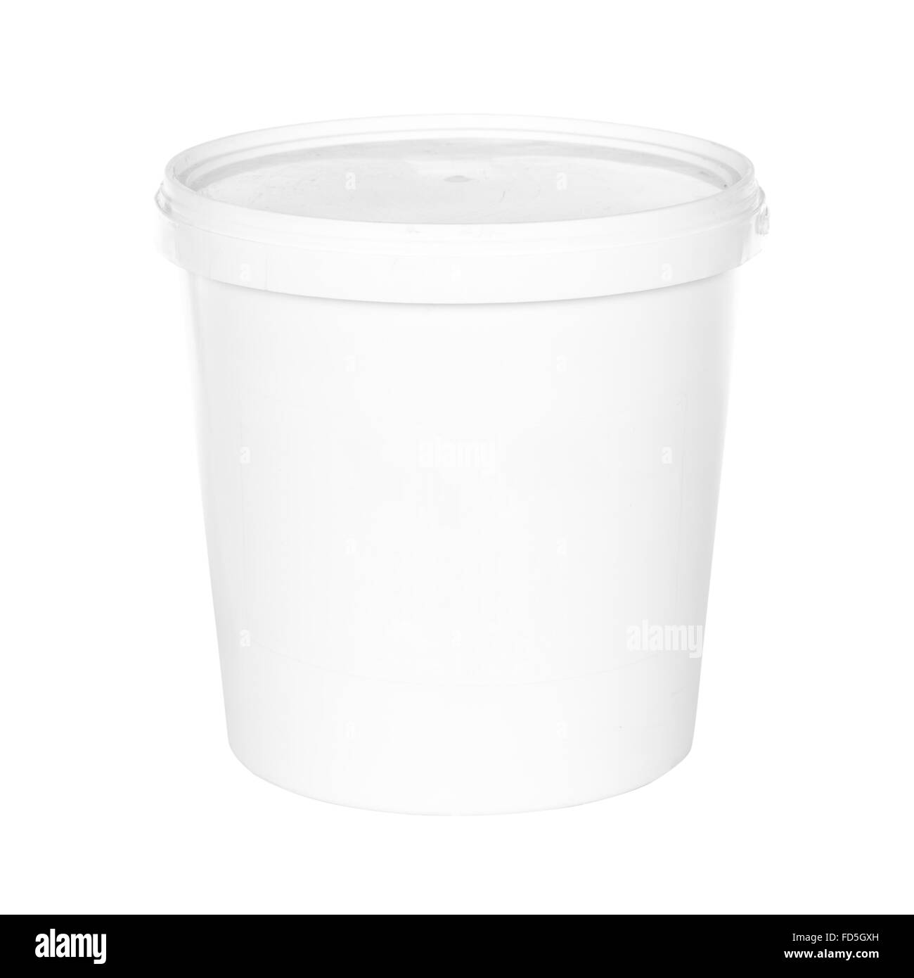 White plastic bucket with lid on white background Stock Photo - Alamy