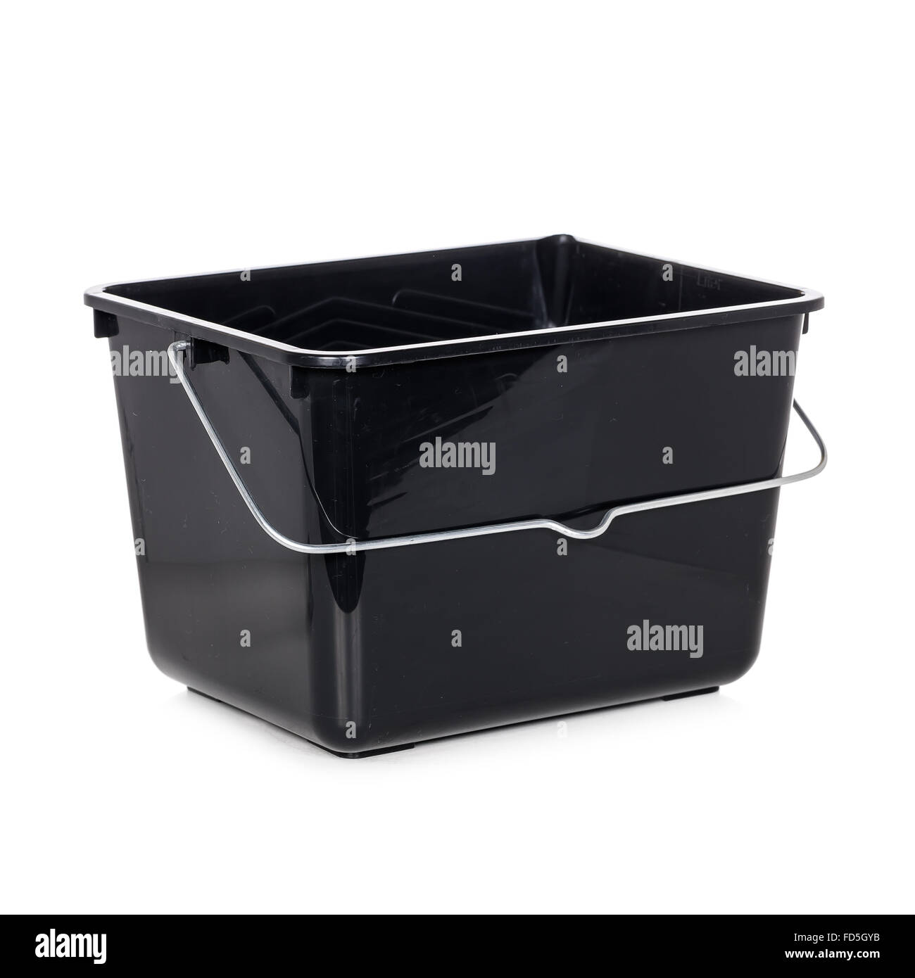 Black rectangular plastic bucket isolated on white Stock Photo - Alamy