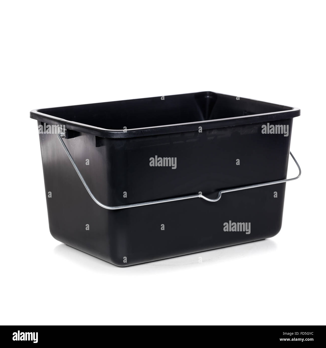 Black rectangular plastic bucket isolated on white Stock Photo - Alamy