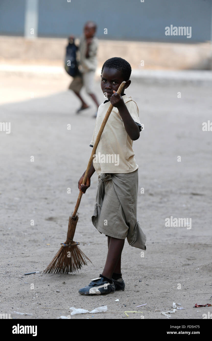 African primary school. Playground. Cleaning Stock Photo - Alamy