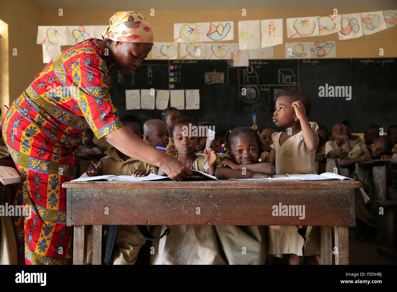 African primary school. Teacher in her classroom Stock Photo - Alamy