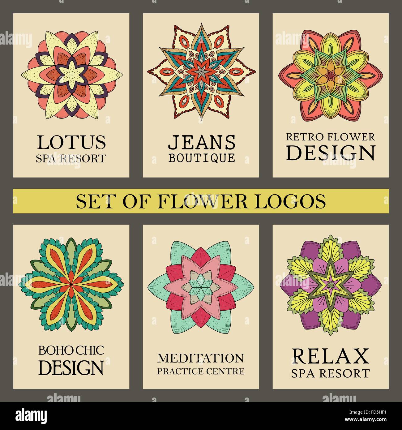 Colorful Flowers Logos Set Stock Vector Image & Art - Alamy