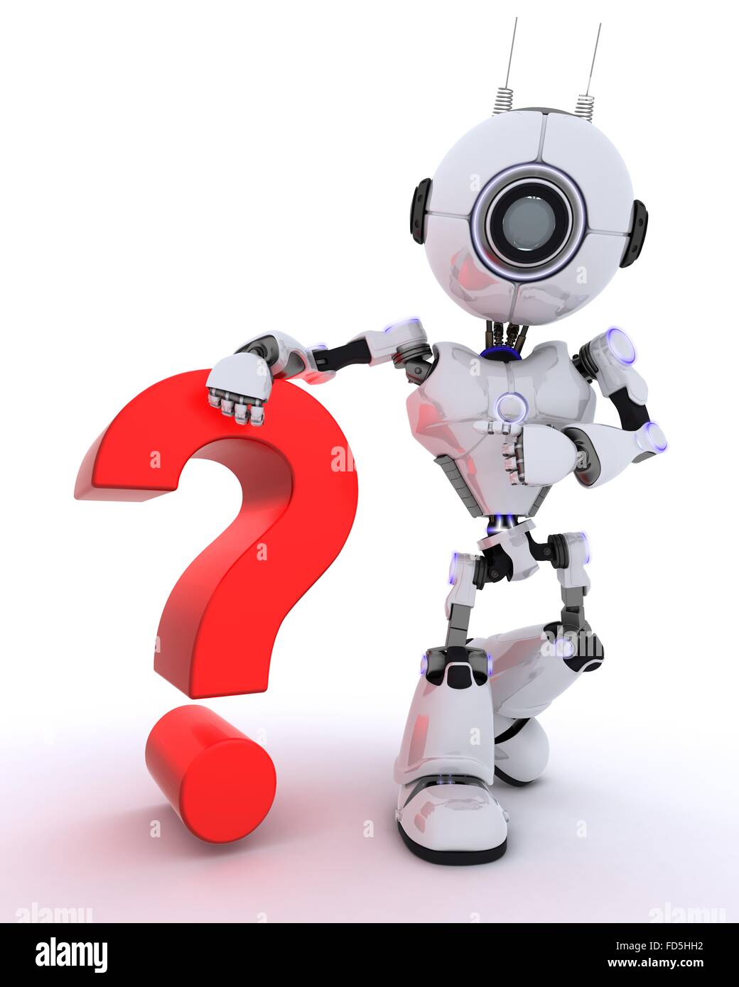 3D Render of a Robot with question mark symbol Stock Photo - Alamy
