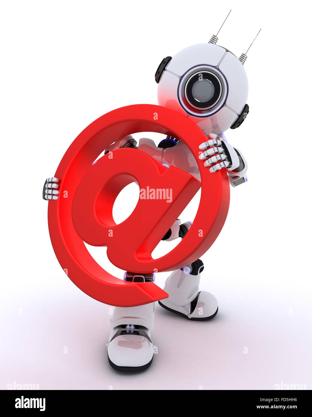 3D Render of a Robot with email @ sign Stock Photo - Alamy