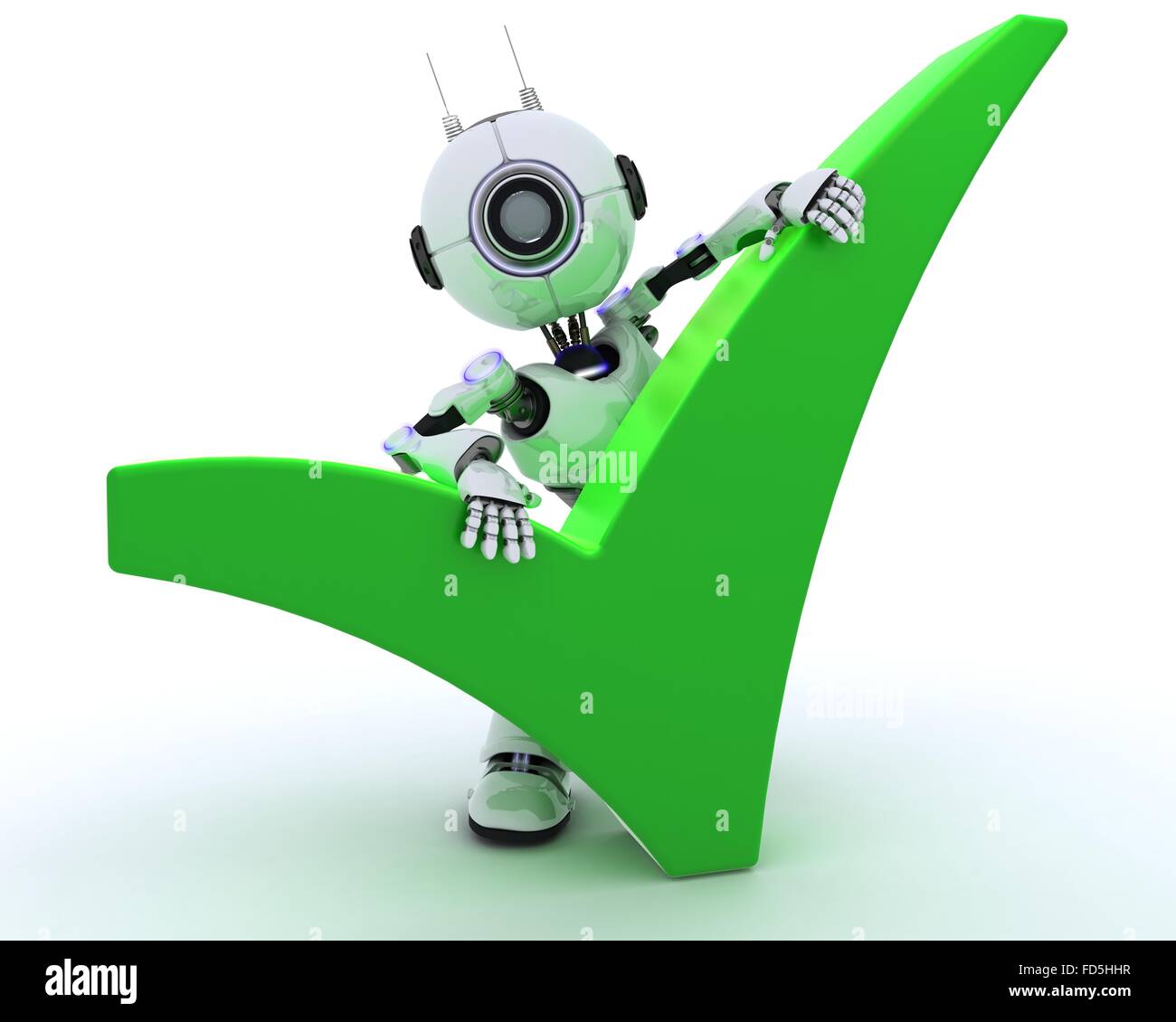 3D Render of a Robot with tick symbol Stock Photo - Alamy