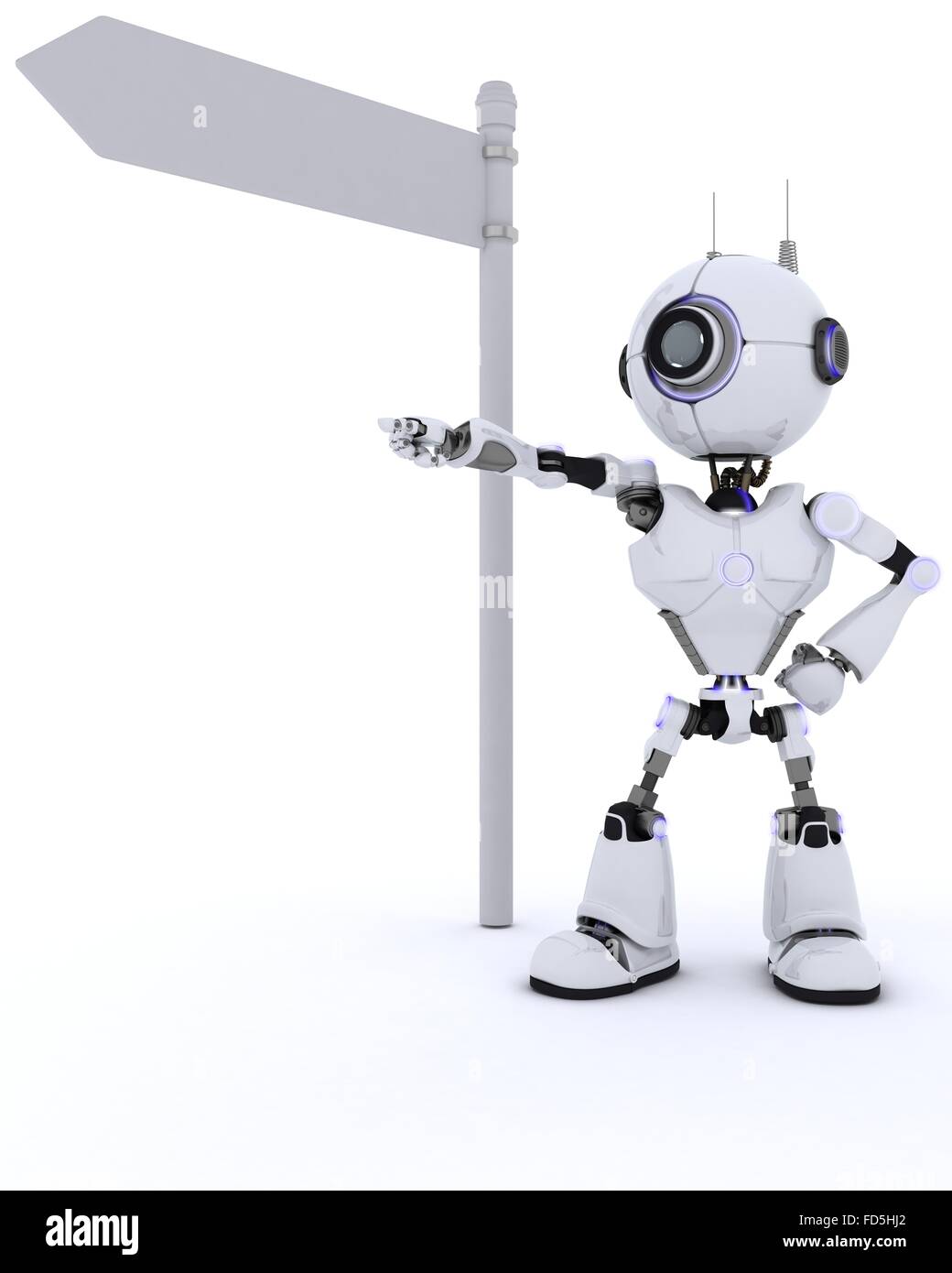 3D Render of a Robot with road sign Stock Photo - Alamy