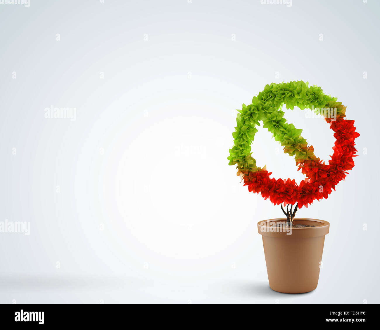 Image of pot plant shaped like prohibition sign Stock Photo - Alamy