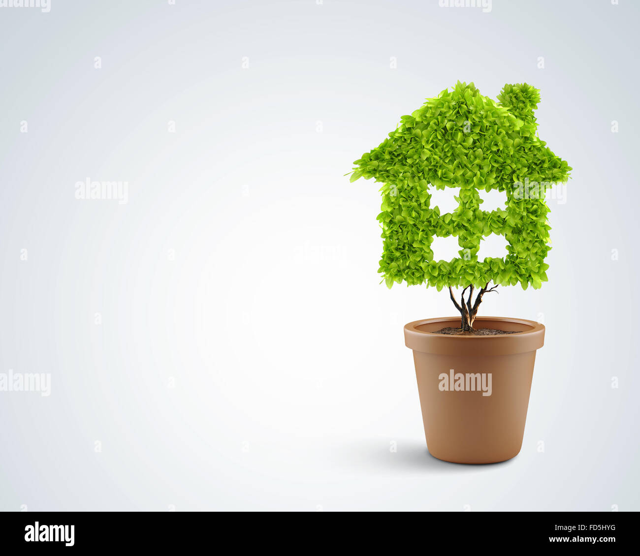 Image of plant in pot shaped like house Stock Photo - Alamy