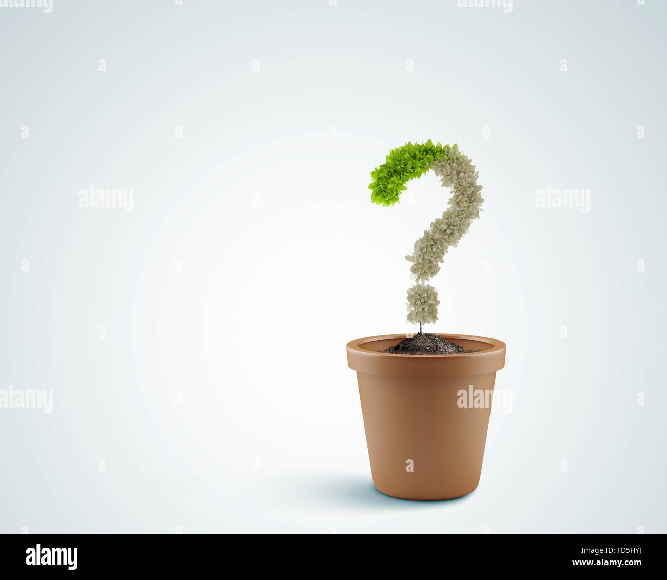 Image of plant pot with green question mark Stock Photo - Alamy