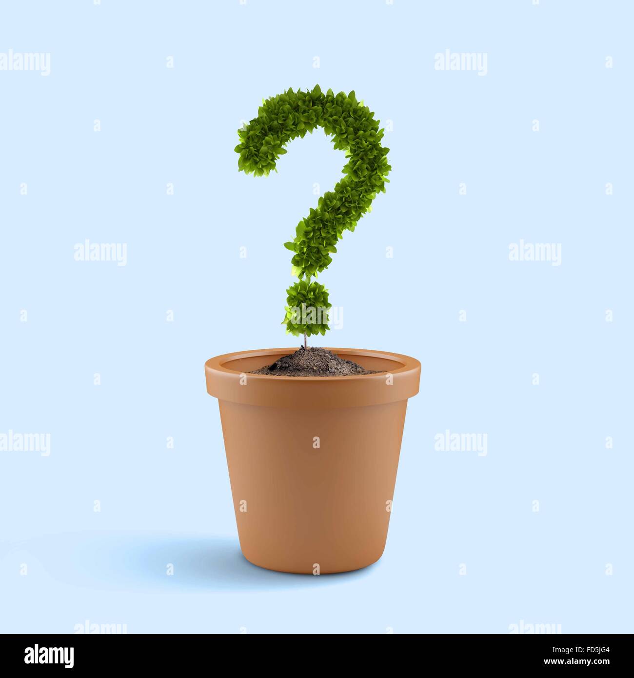 Image of plant pot with green question mark Stock Photo - Alamy