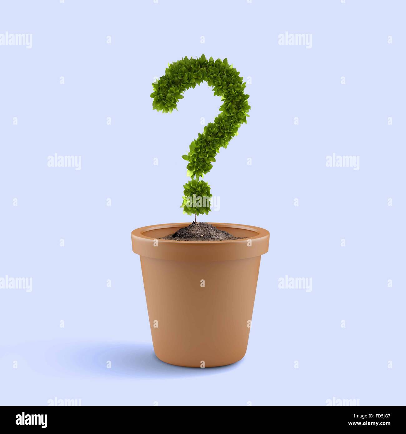 Image of plant pot with green question mark Stock Photo - Alamy