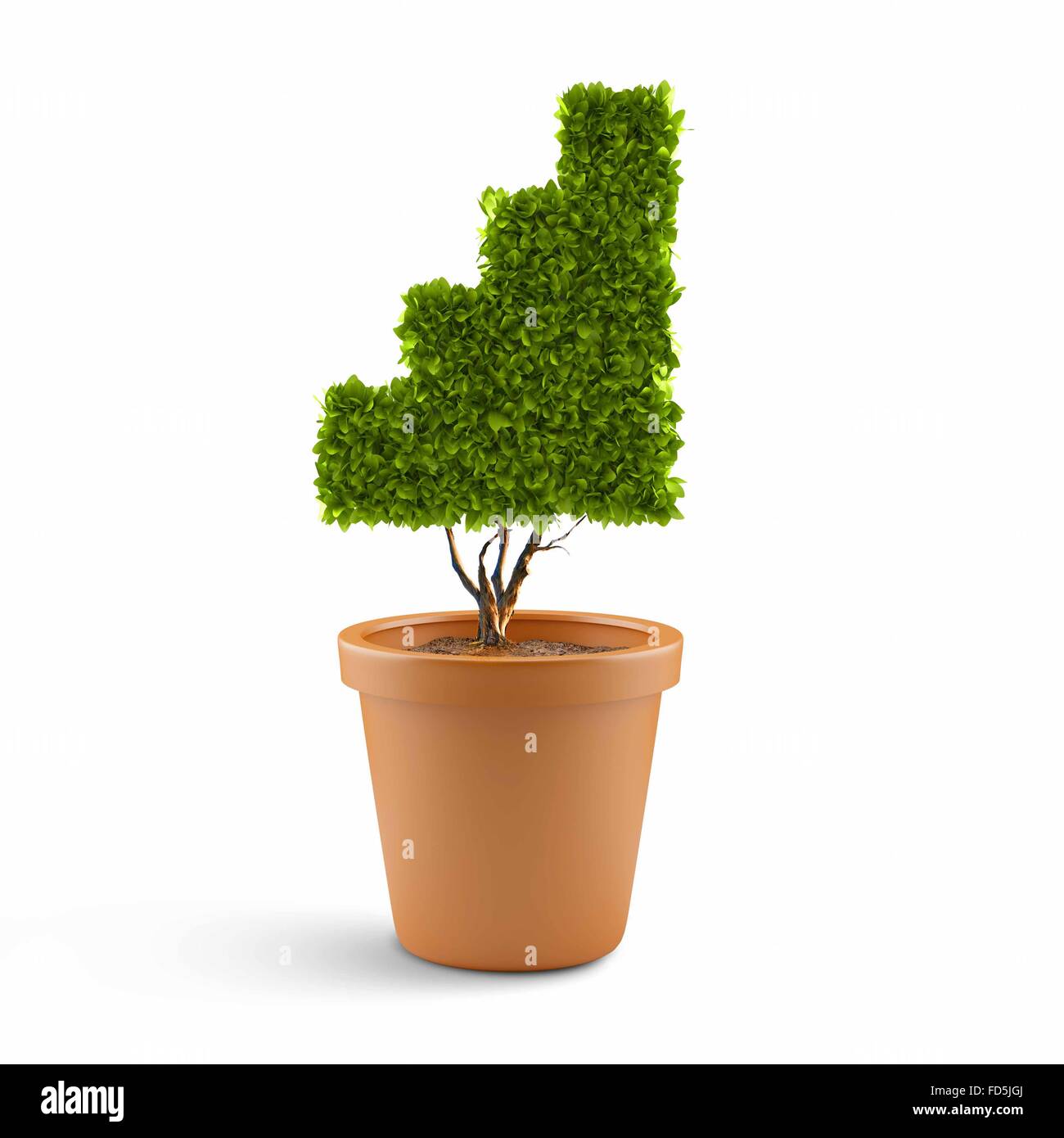 Plant in pot shaped like graph. Wealth concept Stock Photo - Alamy