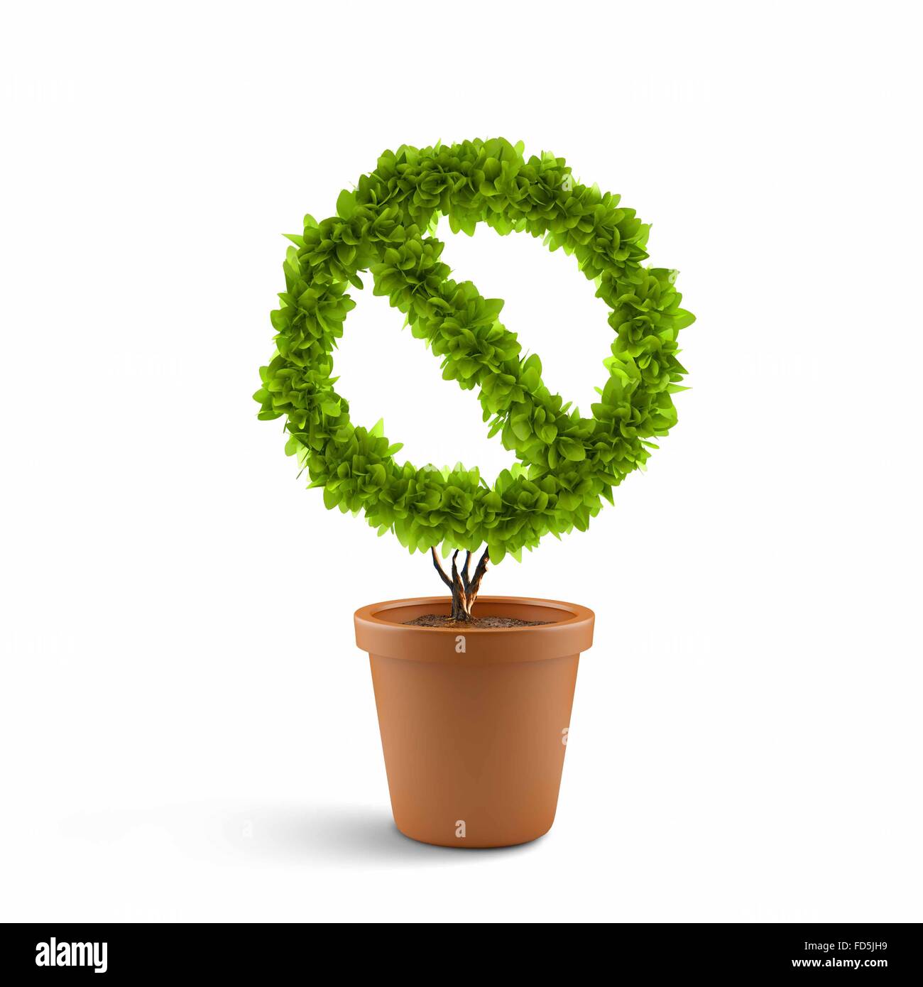 Image of pot plant shaped like prohibition sign Stock Photo - Alamy