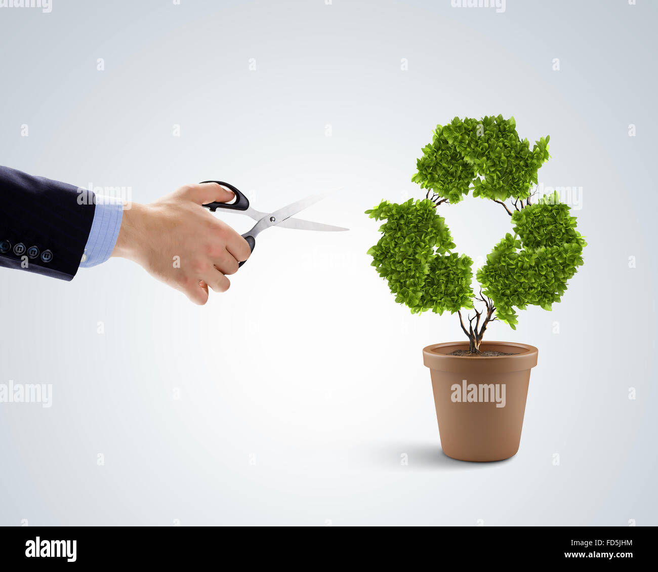 Image of plant pot with recycle symbol Stock Photo - Alamy