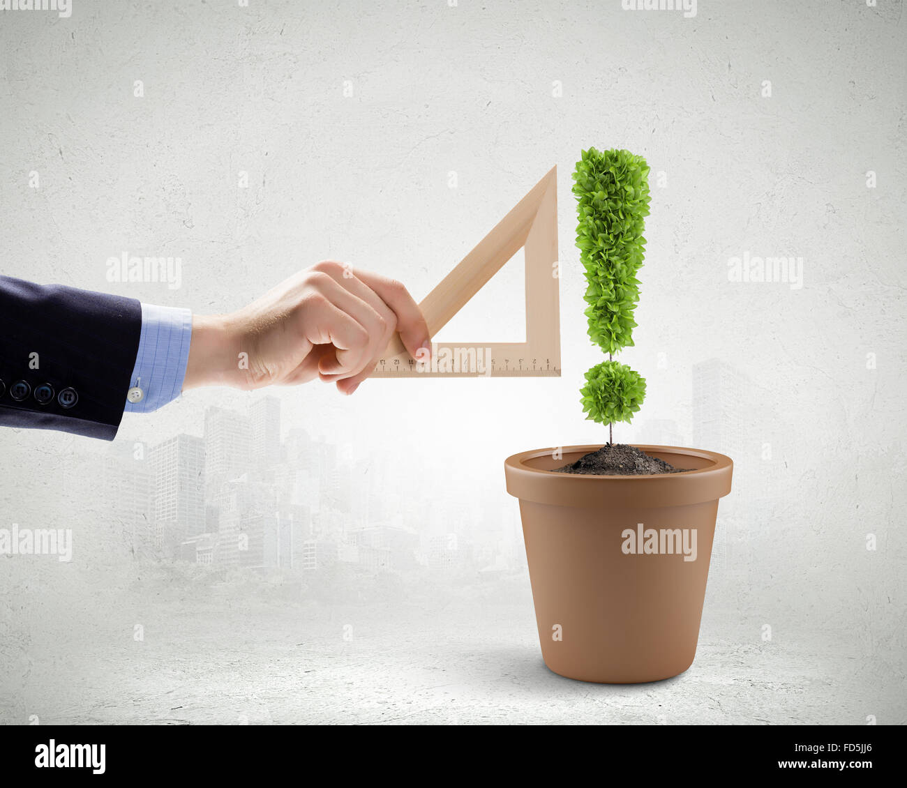 Image of pot plant shaped like exclamation sign Stock Photo - Alamy